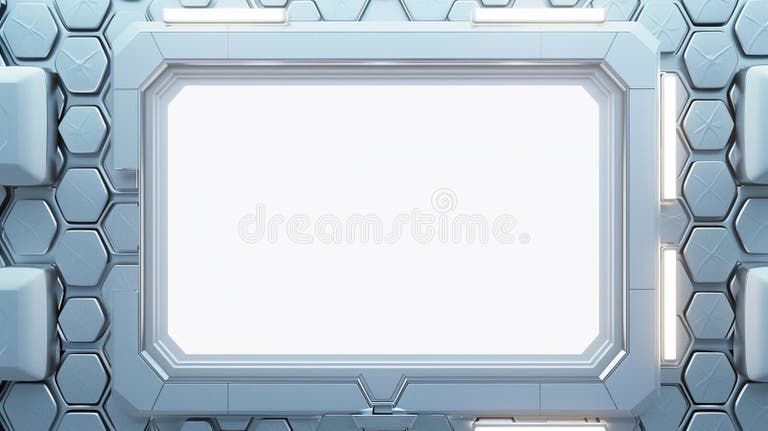 A Futuristic Media Wall with a Blank Screen LCD, Highlighted by a White ...