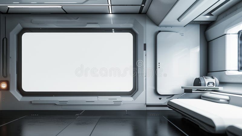 A Futuristic Media Wall with a Blank Screen LCD, Integrated with Touch ...