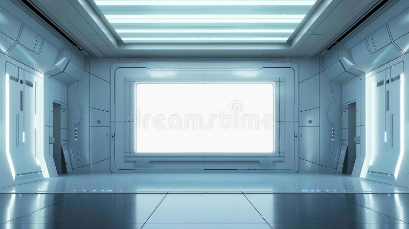 A Futuristic Media Wall with a Blank Screen LCD, Integrated with Touch ...