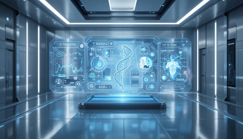 Futuristic Medical AI Interface Stock Illustration - Illustration of ...