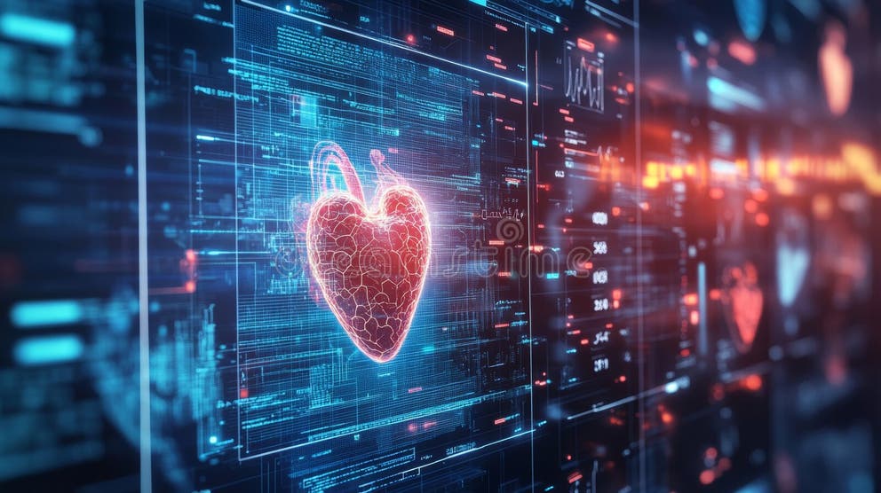 Futuristic Medical Data Dashboard Display Featuring Heart Visualization ...