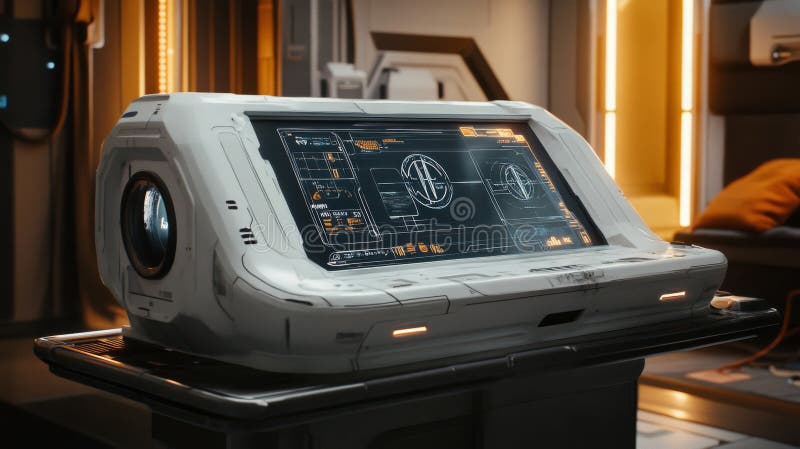 Futuristic Medical Diagnostic Console Interface in a Spaceship Interior ...