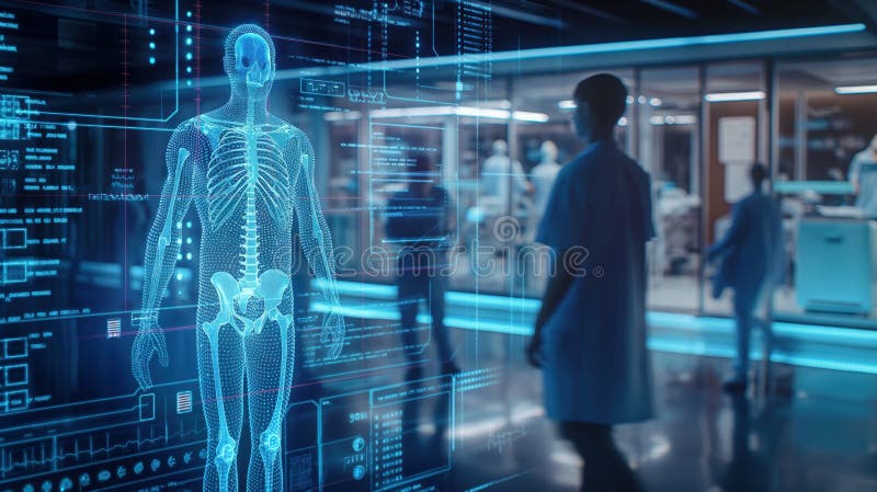 Futuristic Medical Digital Interface with Holographic Human Body and ...