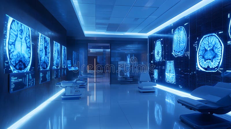 Futuristic Medical Facility with Advanced Brain Imaging Technology Stock Image - Image of ...
