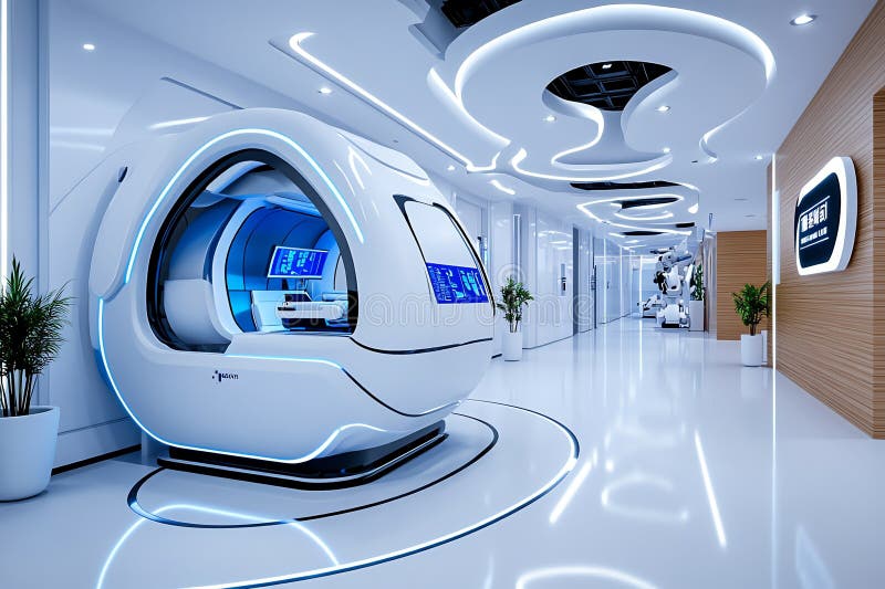 Futuristic Medical Facility with Advanced Technology, Featuring Sleek ...