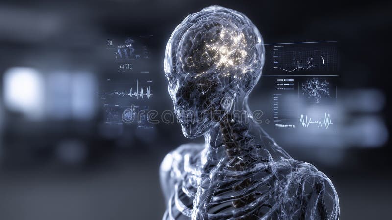 Advanced Human Body Scan with Brain Highlight . Medical Diagnostics and ...