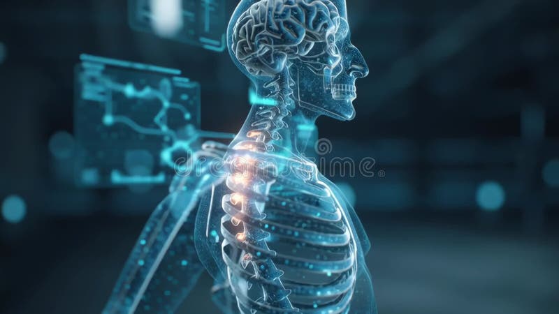 Advanced Human Body Scan with Brain Highlight . Medical Diagnostics and ...