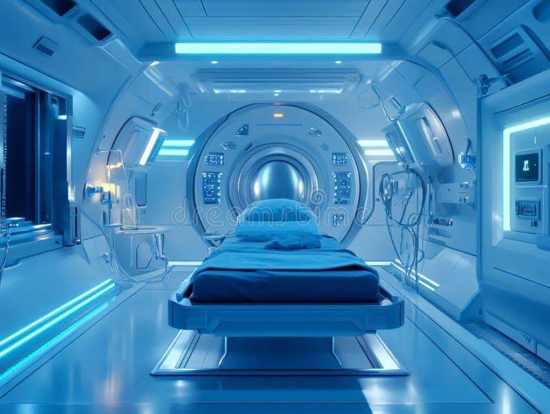 Futuristic Medical Innovation Concept in Blue Digital Style with 3d ...