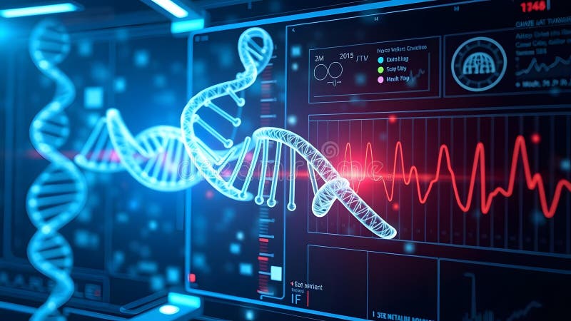 Futuristic Medical Interface with 3D DNA Models and Virtual Health ...