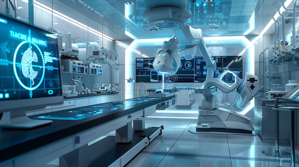 A Futuristic Medical Laboratory with Advanced Technology, Featuring an ...