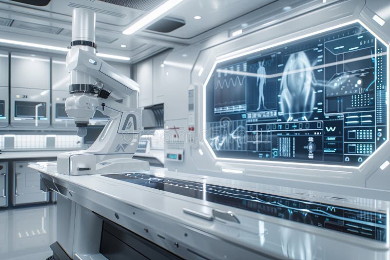 A Futuristic Medical Laboratory with Advanced Technology, Featuring a ...