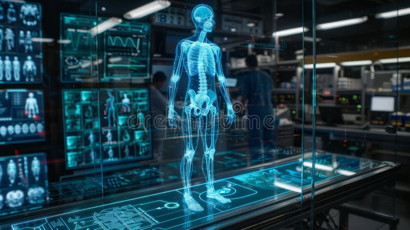 A Futuristic Medical Laboratory with a Holographic Human Body Display ...
