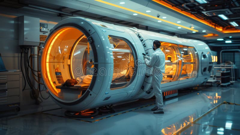 Futuristic Medical Pod stock illustration. Illustration of room - 340925414