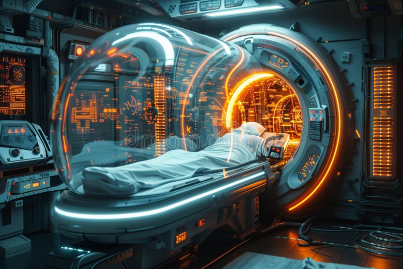 Futuristic Medical Pod with Patient Undergoing Treatment in Advanced ...