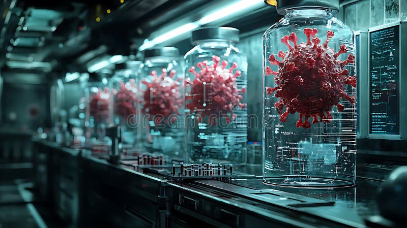 Futuristic Medical Research Lab Showcasing AI Development with Virus ...