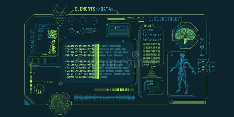 Futuristic Medical Research Program Interface with Data Decoding. Stock ...