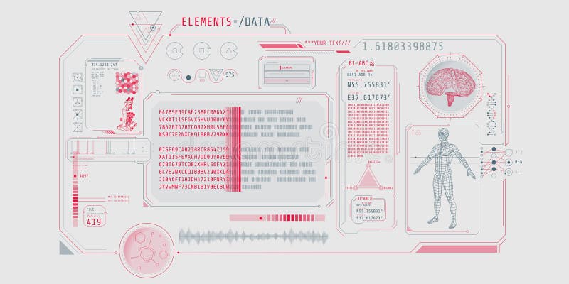 Futuristic Medical Research Program Interface with Data Decoding. Stock ...