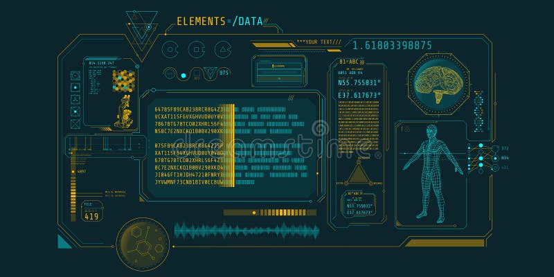 Futuristic Medical Research Program Interface with Data Decoding. Stock ...