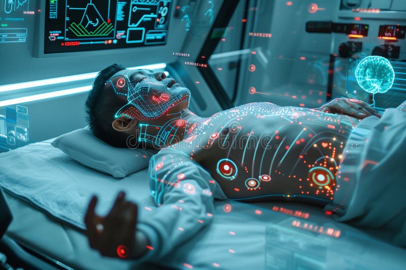 Futuristic Medical Scanner Illuminated Dots and Lines Connection To ...