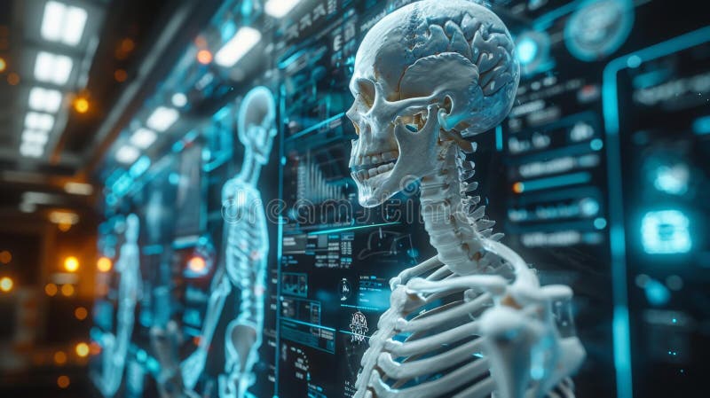 Futuristic Medical Skeleton Scan with Digital Interface - Generative AI ...