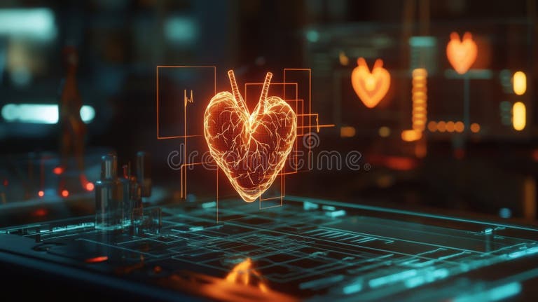 Futuristic Medical Technology Analyzing Heart Anatomy with Hologram and ...