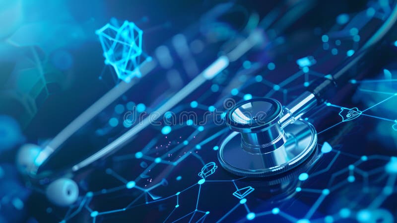 Futuristic Medical Technology Concept with a Stethoscope and Digital ...