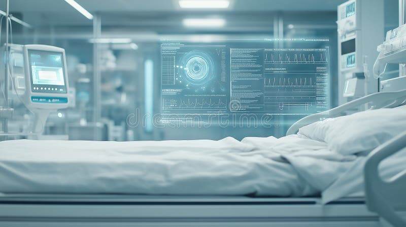 Medical Holographic Interface Displaying Patient Vitals on Transparent ...