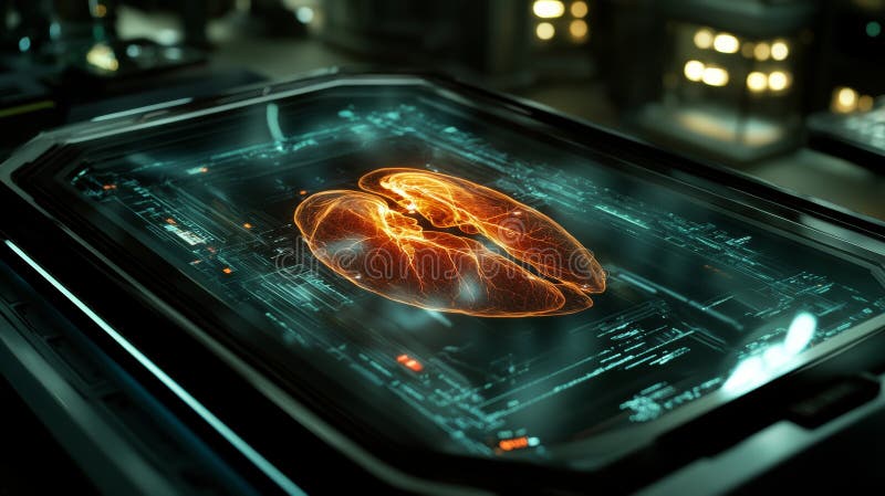 Futuristic Medical Technology Holographic Scan of a Human Lung in ...