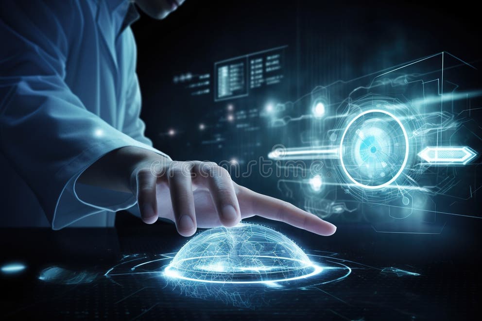 Futuristic Medicine. Digital Virtual Computer Interface. Virtual Holographic Stock Illustration ...