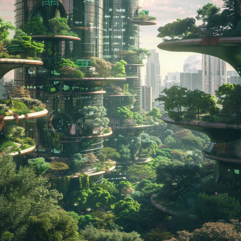 Futuristic Mega-Cities: Green Havens in the Age of Progress Stock ...