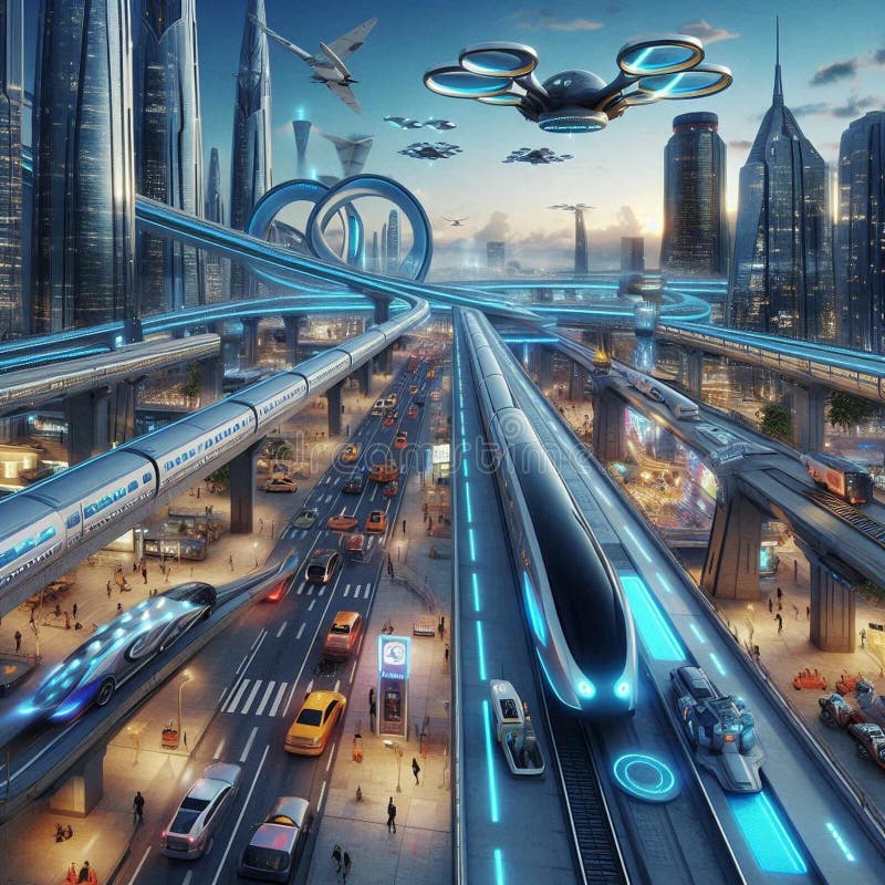 AI-Generated Futuristic Megacity with Smart Transportation and Flying ...