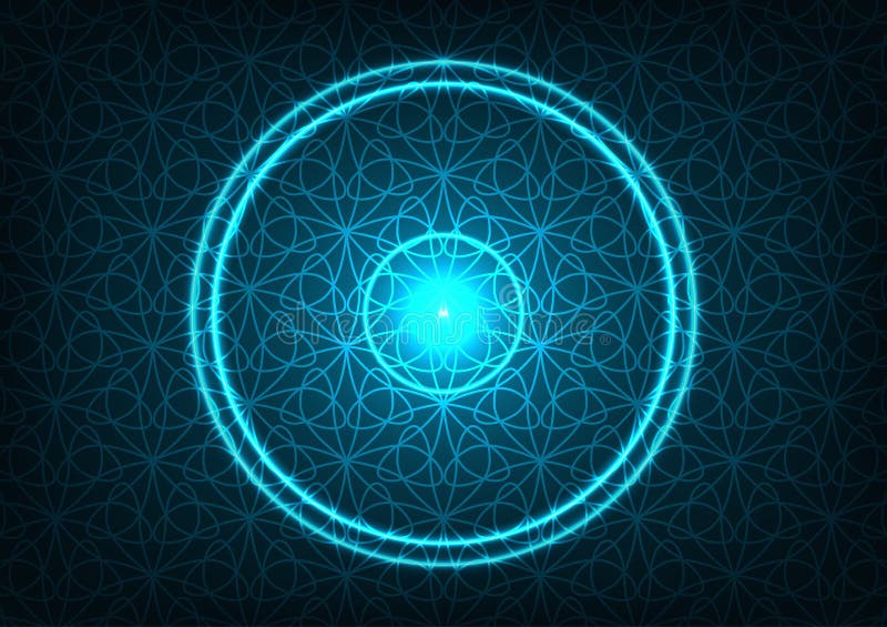 Futuristic Blue Pattern Messy Lines Neon Circle Background Stock Vector ...