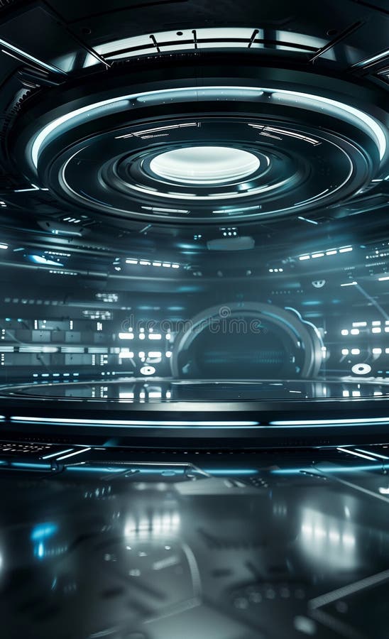 Futuristic Metal Sci-Fi Room on of a Ship Interior with Depth of Field ...