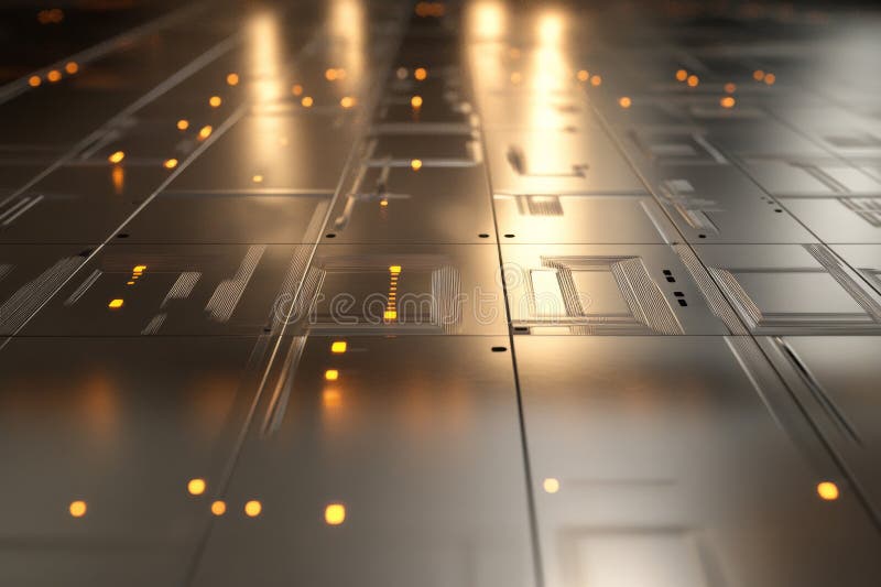 A Futuristic Metal Surface with Glowing Circuit Patterns, Evoking a ...