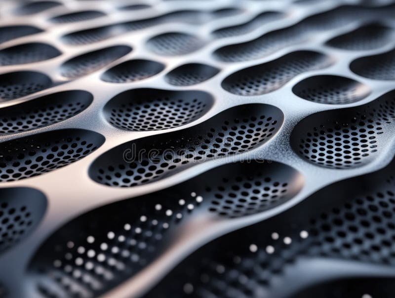 Futuristic Metal Surface with Wave-like Patterns and Perforated Texture ...