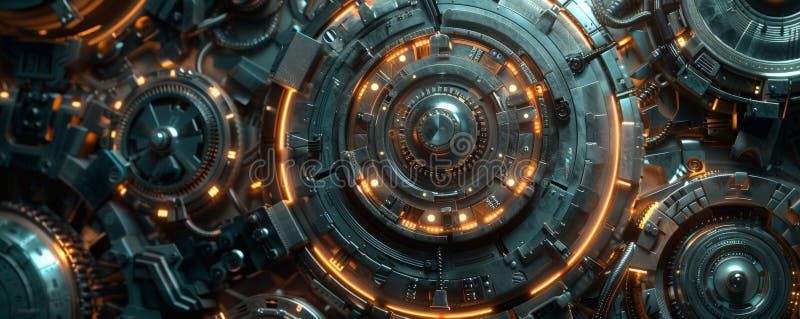 A Futuristic Metal Texture with a Series of Interlocking Gears and ...