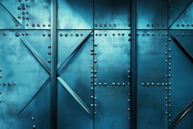 A Futuristic Metal Wall with Geometric Triangular Panels and Metallic ...