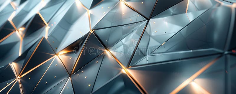 A Futuristic Metal Wall with a Series of Overlapping Triangular Panels ...