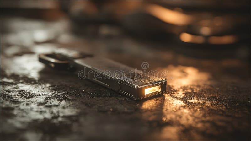 Futuristic Metallic Flash Drive Glowing Softly on a Textured Surface in ...