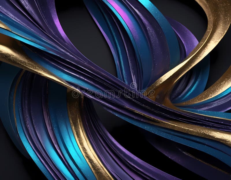 Futuristic Twisting Metallic Sculpture with Abstract Ribbon-Like Design ...