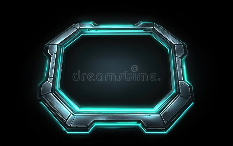Futuristic Metallic Frame with Glowing Edges Set Against a Dark ...