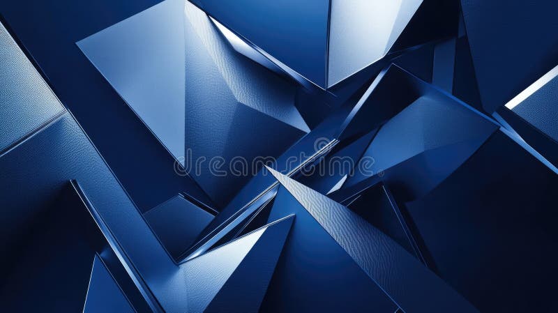 Futuristic Metallic Geometric Abstract Design on Deep Blue Background ...