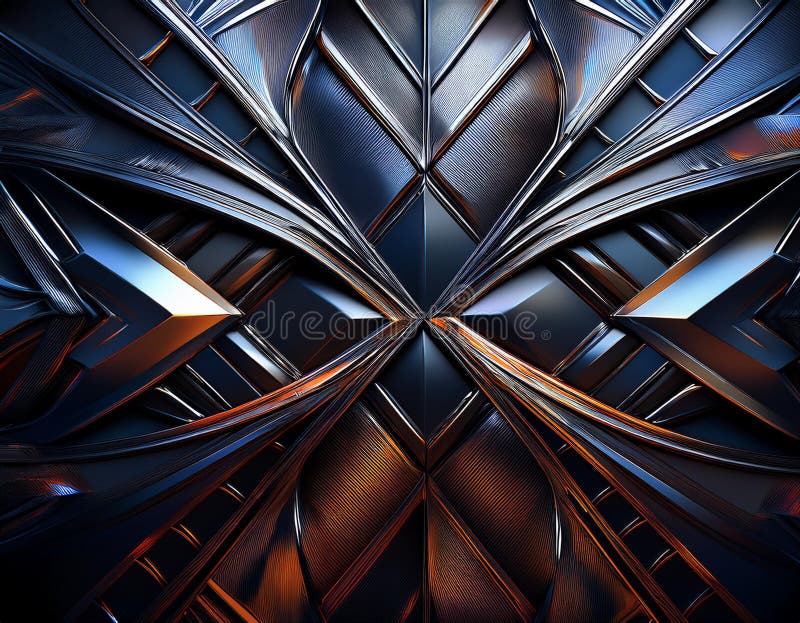 Futuristic Metallic Geometric Patterns Abstract Chrome Grid Design with ...