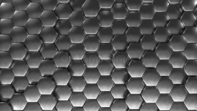 Futuristic Metallic Hex Grid Loop, Abstract 3D Silver Honeycomb Surface ...