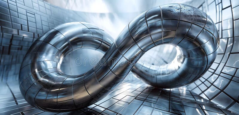 A Futuristic Metallic Infinity Loop with Reflective Surfaces and ...