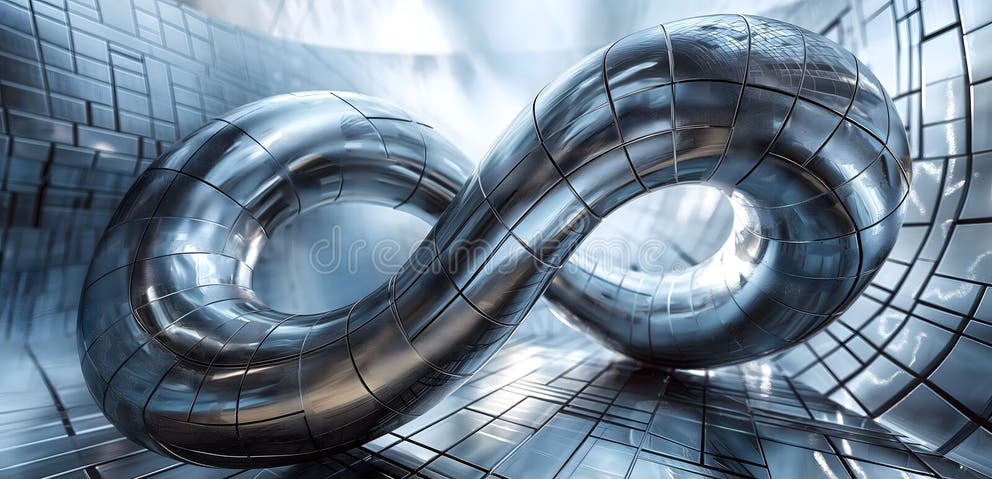 A Futuristic Metallic Infinity Loop with Reflective Surfaces and ...