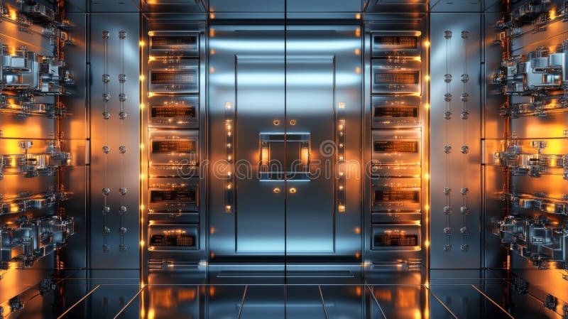 Futuristic Metallic Interior of High-Tech Data Storage Facility with ...