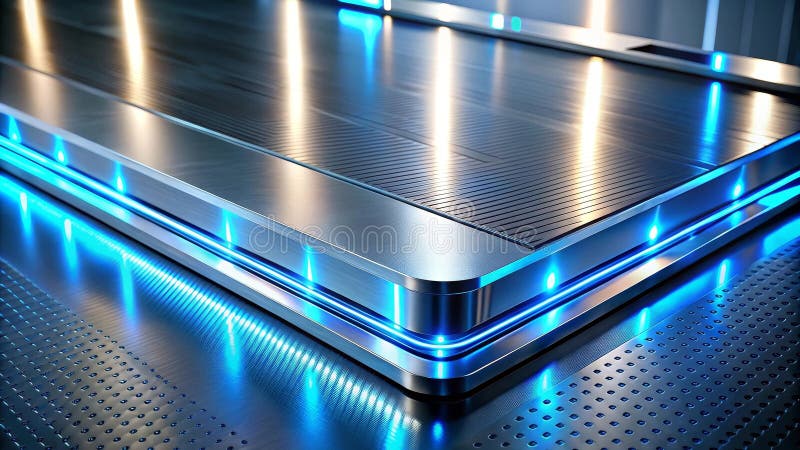 Futuristic Metallic Platform with Illuminated Edges and Textured ...