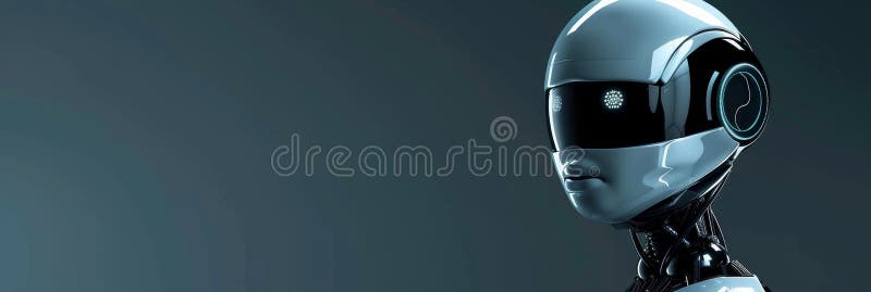 Futuristic Metallic Robot Head Close-Up, Cyberpunk Style with Glowing ...