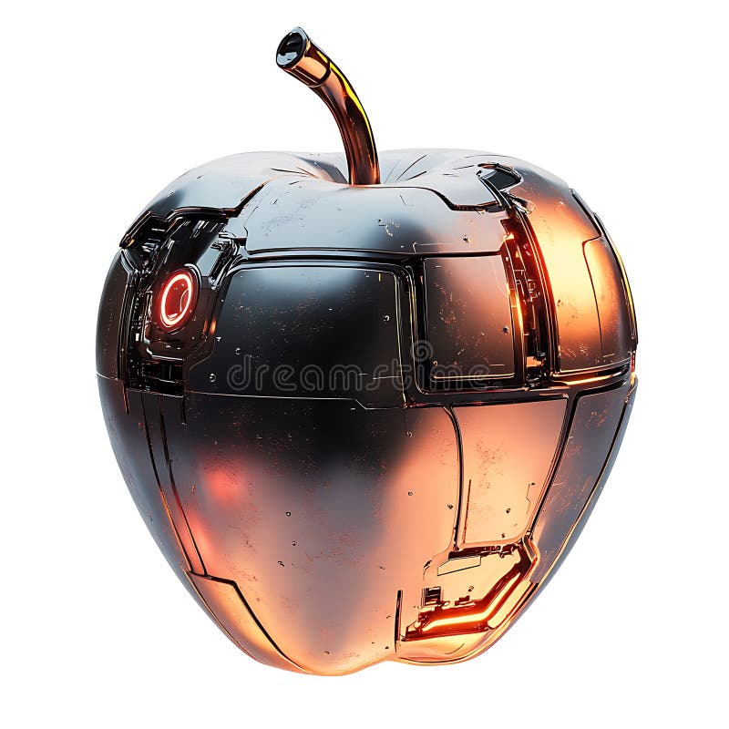 Futuristic Metallic Robotic Apple Design Stock Illustration ...